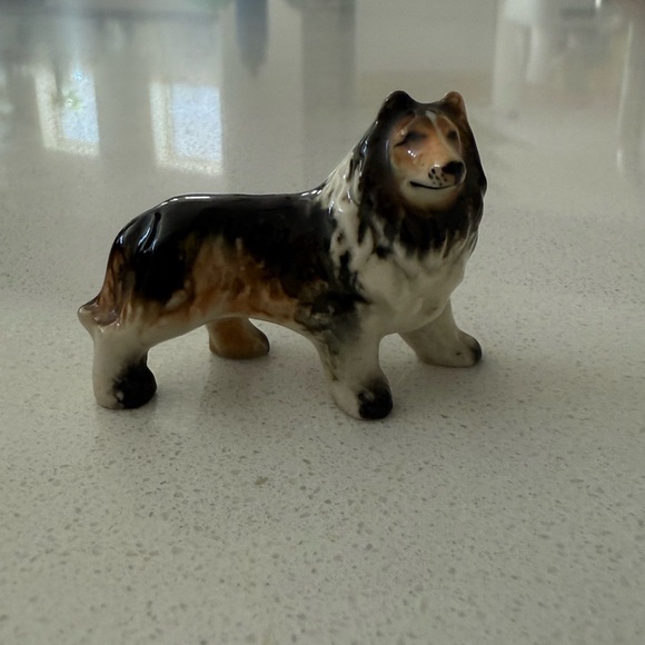 Accents | Vintage Mini Porcelain Collie Dog Figurine Glossy Finish Made ...